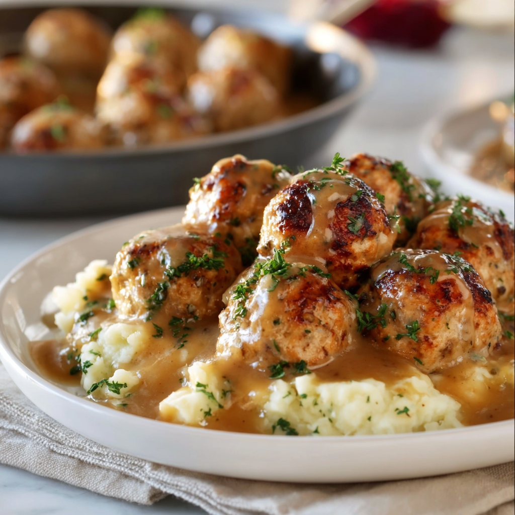 Savory Turkey Meatballs & Gravy: Cozy Comfort Food Made Lighter ...